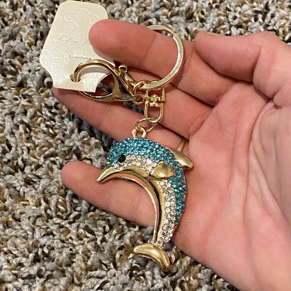 Accessories | Nwt Blue Rhinestone Dolphin Keychain | Poshmark